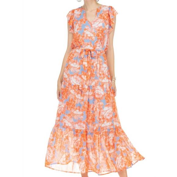 Joy Joy | Dresses | New Joy Joy Floral Maxi Dress In Orange | Poshmark